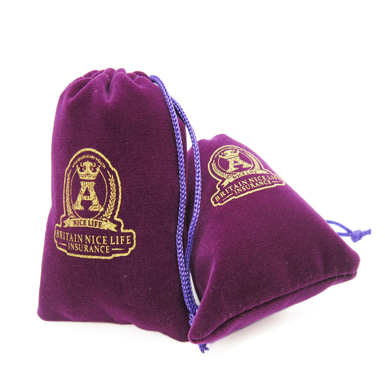 Custom Logo Printed Velvet Pouches Drawstring Velvet Bag for Jewelry ...