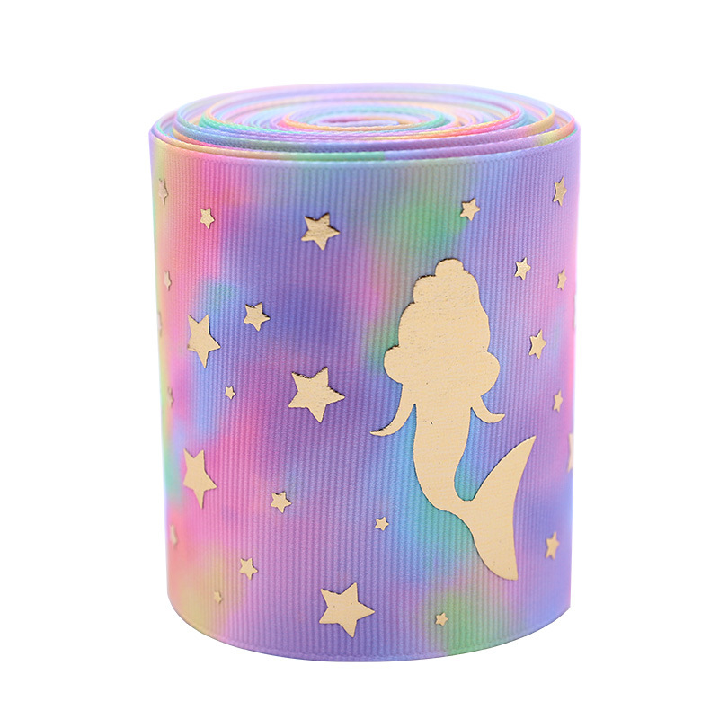 75mm/3" printed cartoon Mermaid grosgrain ribbon | MingRibbon.com