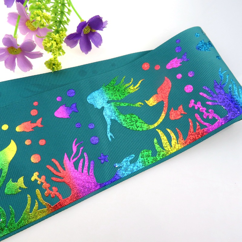 Cartoon Ribbon 3 inch printed Mermaid grosgrain ribbon 75mm ...