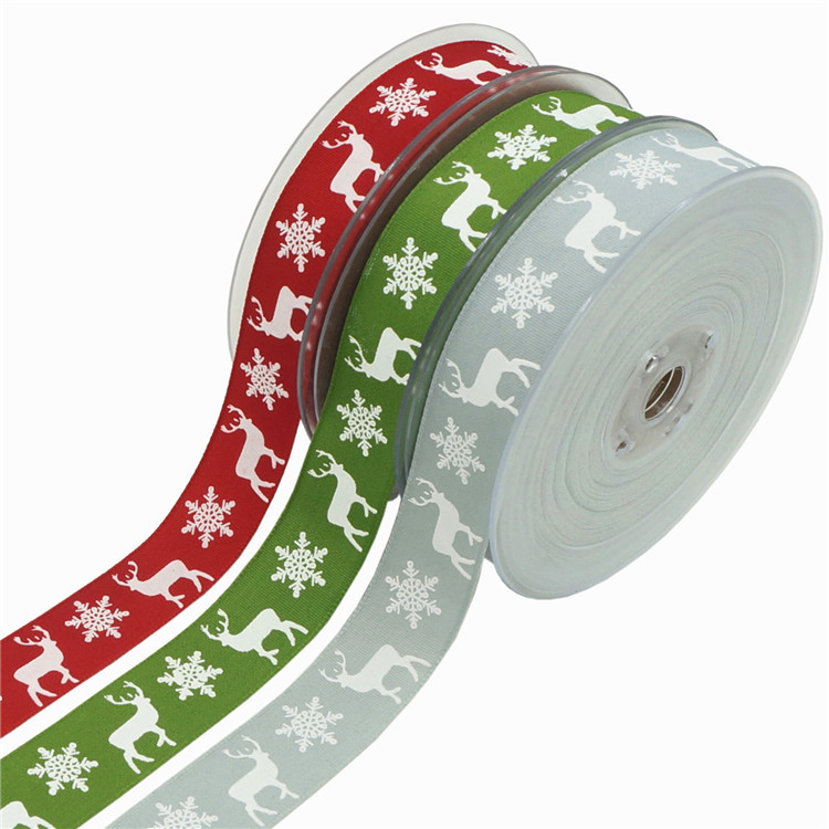 Wholesale 25mm Wide Merry Xmas Printed Polyester Ribbon